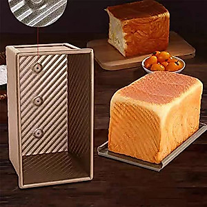 EGEN Bread Pan Loaf Pan for Baking with Lid, Non-Stick Carbon Steel Baking Bread Toast Mold Loaf Baking Pan Set (Golden-2Pcs)