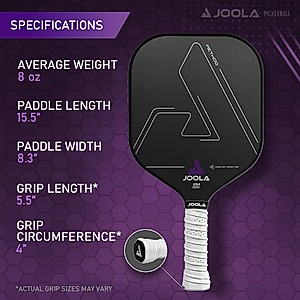 JOOLA Method Pickleball Paddle with Smooth or Textured Carbon Grip Surface Technology for Maximum Spin and Control - Polypropylene Honeycomb Core Pickleball Racket Available in 12mm and 14mm