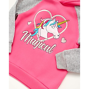 Angel Face Toddler Girls' Sweatsuit Set - Fleece Pullover Hoodie and Jogger Sweatpants Set (4 Piece), Size 2T, Magical Unicorn