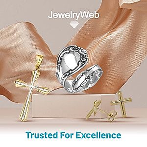 JewelryWeb 14K Yellow Gold Cross Earrings - Beveled Faith Stud Earrings - Cross Earrings for Women and Girls - Catholic Jewelry - Religious Earrings