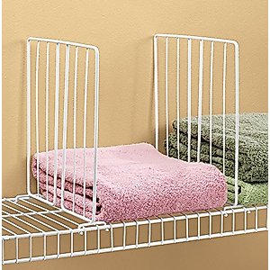 Miles Kimball Shelf Divider for Wire Shelves Set of 4, White, One Size Fits All