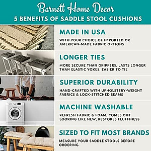 Hayden Turquoise Saddle Seat Bar Stool Cushion - Latex Foam Fill, Reversible, Machine Washable - for Gaucho - Satori - Saddle Stools - (Aqua Heathered)