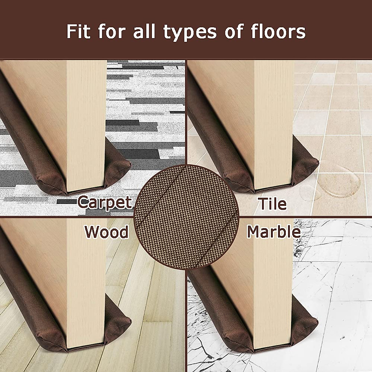 Efoxcity Waterproof Twin Door Draft Stopper Adjustable Size 30" to 36" Weather Stripping Noise Blocker Window Breeze Blocker