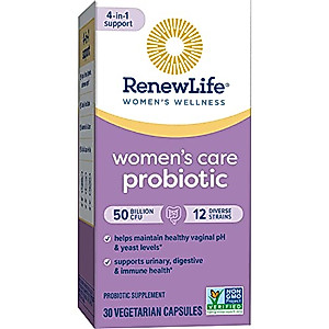 Renew Life Probiotics for Women, 50 Billion CFU Guaranteed, Probiotic Supplement for Digestive, Vaginal & Immune Health, Shelf Stable, Soy, Dairy & Gluten Free, 30 Capsules