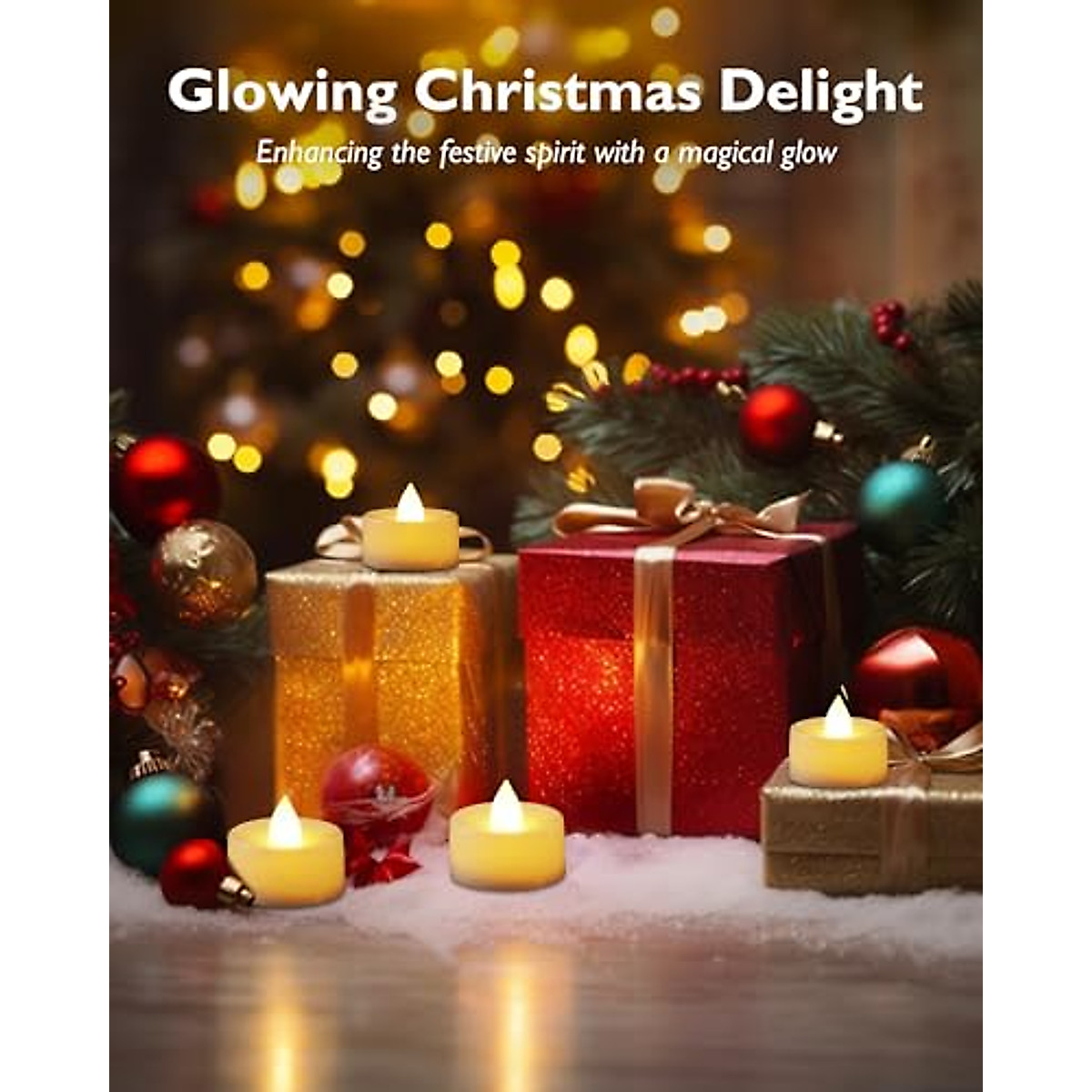 Homemory Value 24Pack Flameless LED Candles Tea Lights Battery Operated, 200+Hours Electric Fake Candles Tealights for Votive, Halloween, Pumkin, Ofrenda, Diya, Table Decor, Funeral, Christmas