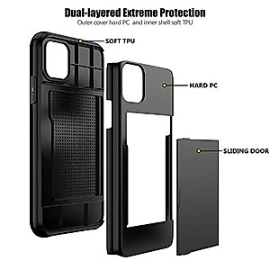 Nvollnoe for iPhone 11 Pro Max Case with Card Holder Heavy Duty Protective Dual Layer Shockproof Hidden Card Slot Slim Wallet Case for iPhone 11 Pro Max for Men&Women(Black)