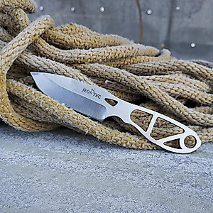 JEO-TEC Nº12 Bushcraft Outdoor Belt and Neck Knife, Overall Length: 6.57", Stainless Steel MV-58, Kydex Sheath, Handmade in Spain