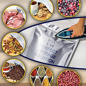 100 Pcs Mylar Bags for Food Storage Zipper Lock - 1 Gallon Mylar Bags with Oxygen Absorbers 500cc - 10 Mil Mega Thick Ziplock Resealable Mylar with 100 Labels