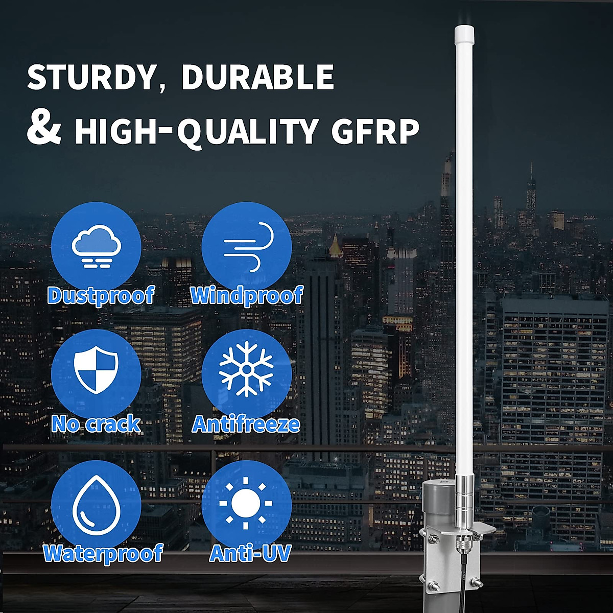 Waterproof 8dBi Long Range Cellular Ultra Distance LoRa Gateway Antenna Omni-Directional Glass Fiber LoRaWan 915MHz Antenna with 5M/16.4FT Cable for Helium RAK Hotspot HNT Finestra Miner Mining