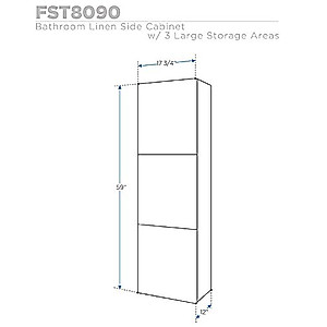 Fresca Bath Bathroom Linen Side Cabinet with 3 Large Storage Area, Black