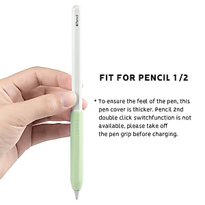 3 Sizes Silicone Grip Holder Protective Skin Sleeve Cover Case Accessories,Compatible with Apple Pencil 1st / 2nd Gen, for iPad Pro 9.7"/10.5"/11" /12.9",Mint Green (S, M, L)