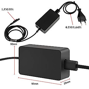 Slive Updated Version Surface Pro Charger, 44W 15V 2.58A, Compatible for Microsoft Surface Pro 3, Pro 4, Pro 5, Pro 6, Pro 7 Surface Laptop 1/2, Surface Book & Surface Go, with 5V 1A USB Charging Port