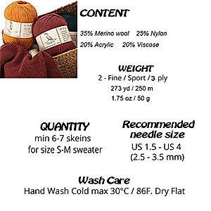 TEHETE Merino Wool Yarn for Knitting 3-Ply Soft Crochet Yarn