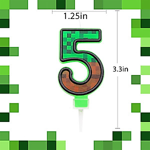 TNT Themed Birthday Cake Candles, Pixels Cake Topper for Boys Girls, Kids Birthday Party Decorations, Theme Birthday Party Supplies (Number 5)