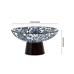 Luxshiny Cake Ceramic Footed Bowl Round Bowl Fruit Bowl Holder Cupcake Dessert Display Stand for Wedding Birthday Tea Party Kitchen Table Centerpiece Blue Fruit Bowl Fruit Bowl Fruit Bowl Fruit Bowl