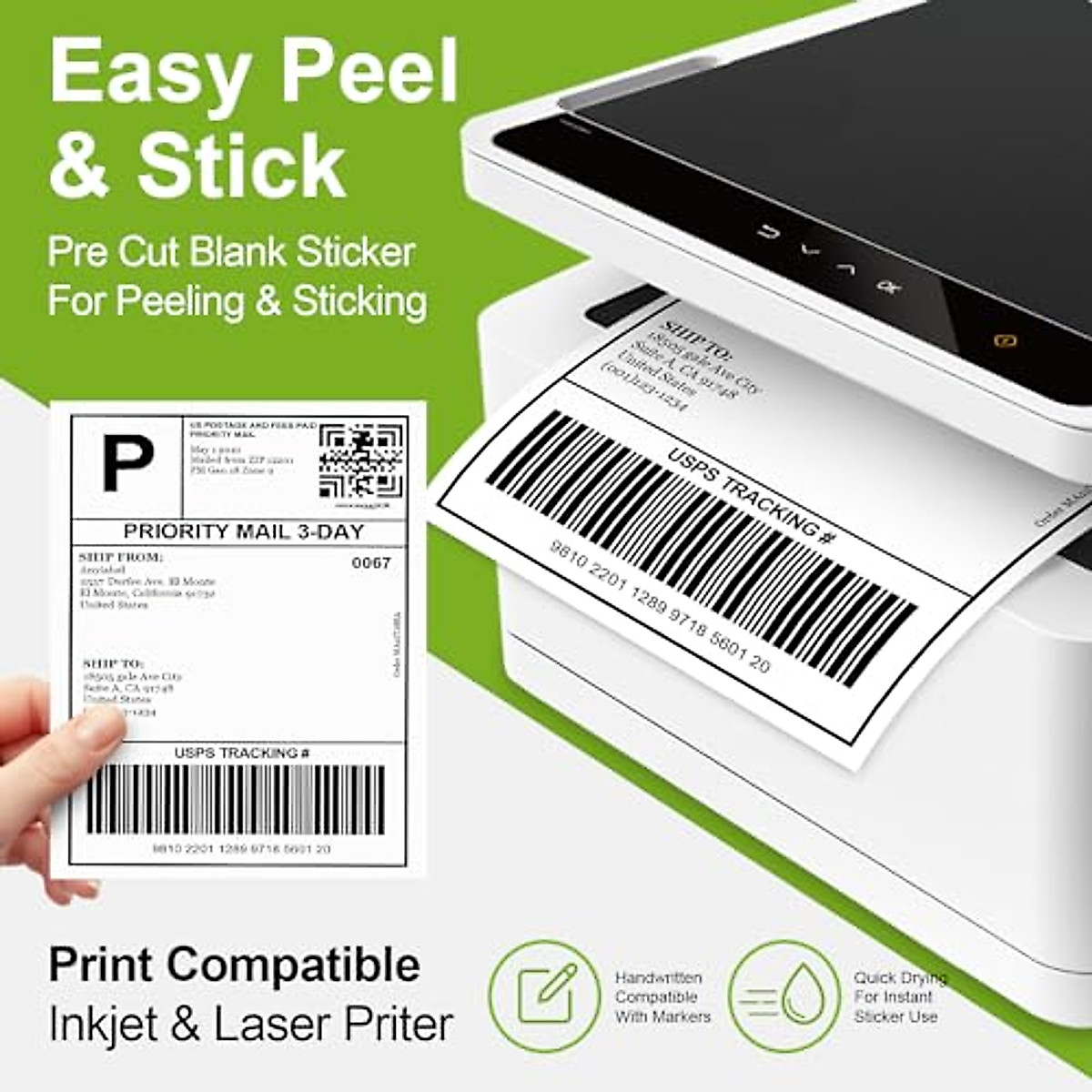 Anylabel 8.5" x 11" Full Sheet Label Sticker for Laser & Inkjet Printer - 1 Per Page Shipping Labels for Packages Permanent Adhesive Easy Peel, Full Page Shipping Labels (100 Sheets, 100 Labels)