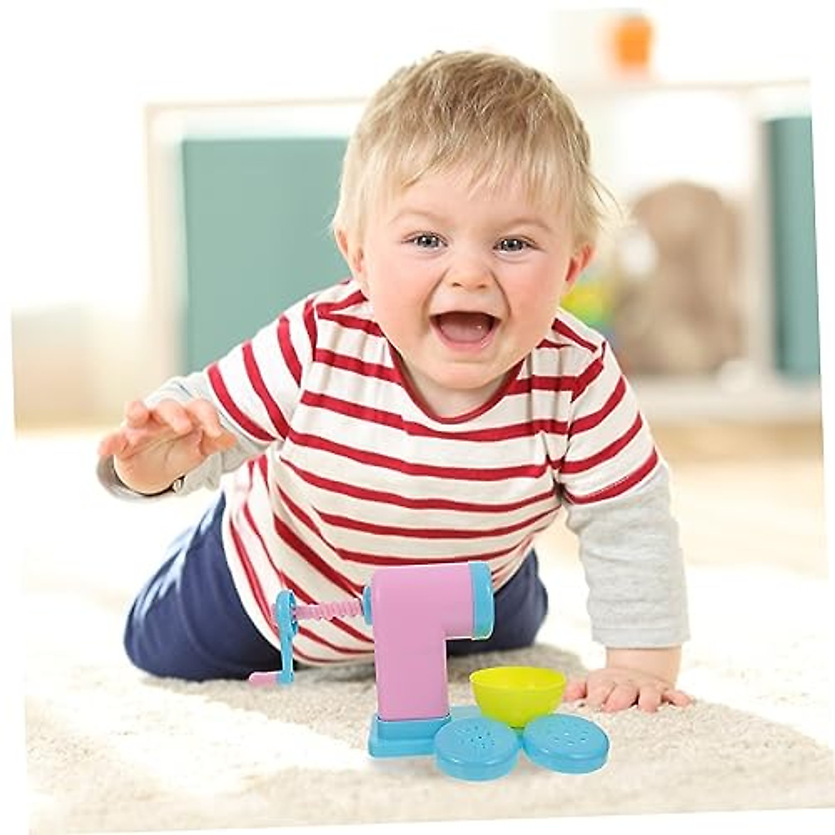 HOMSFOU 1 Set Early Colored Education of Cartoon Clay Creations Plasticine Noodle Interesting with Comes Toy Dough Maker Machine Model Tins Kid Child Kitchen Educational Funny Party