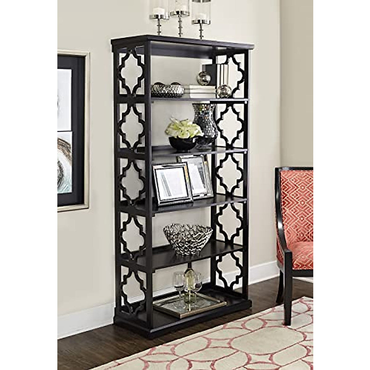 Powell Furniture Turner Bookcase, Black, 36.5" x 15.8" x 72"