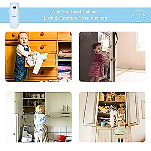 Safety Cabinet Locks for Babies - [4 Pack] Child Proofing Drawers Locks for Kitchen Bathroom Storage Doors,Cupboard, Oven, Refrigerator (Blue)