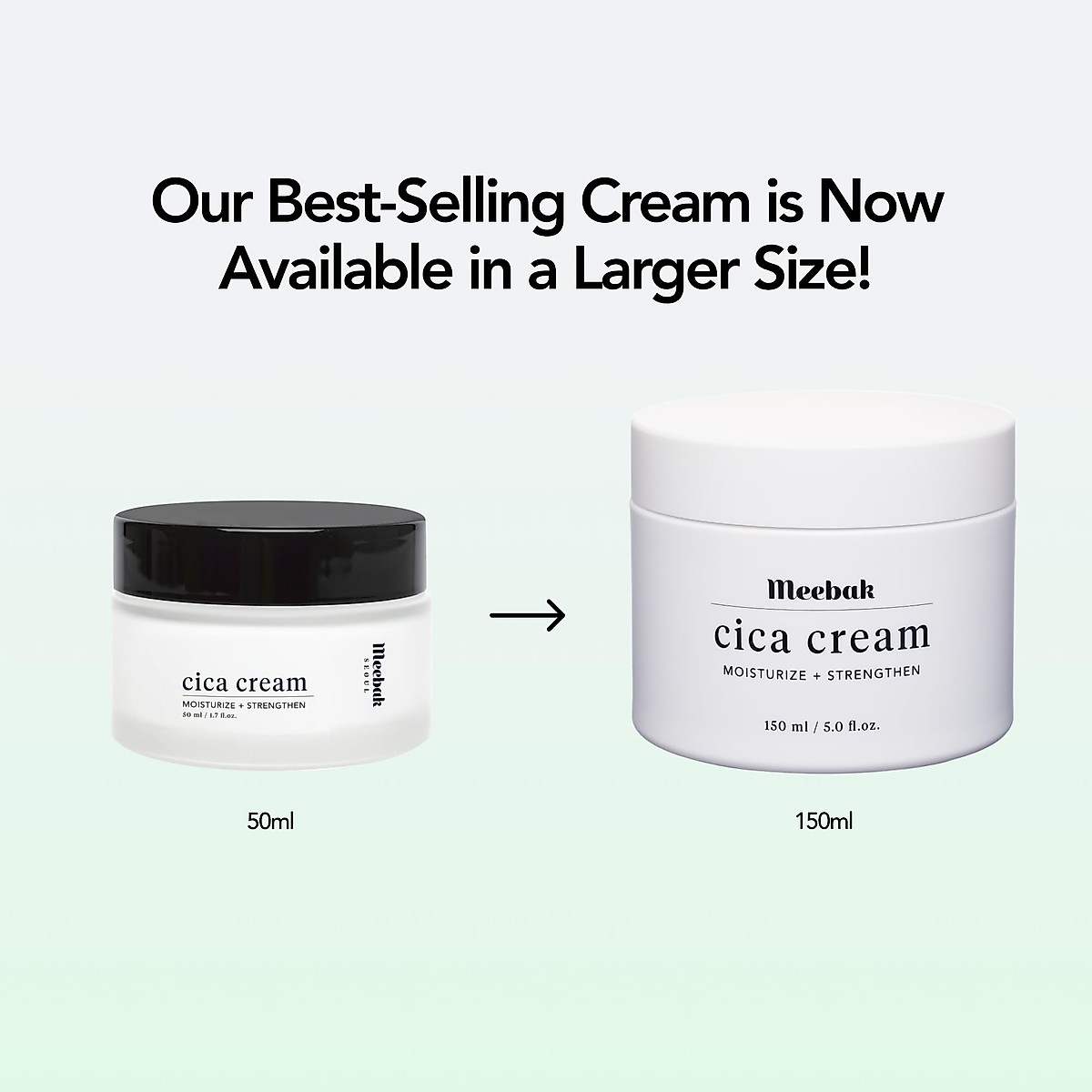 Meebak Cica Korean Face Moisturizer 5 fl oz for Women, Anti-Aging, Neck, Chest, Day and Night Cream