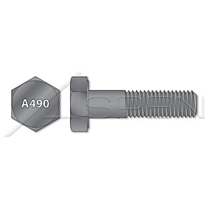 (170 pcs) 1-1/8"-7 X 3", Heavy Structural Hex Bolts, ASTM A490 Type 1, Steel, Made in U.S.A.