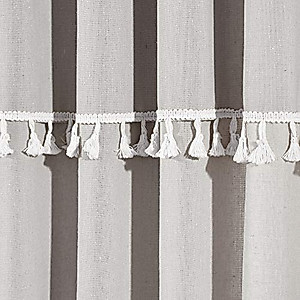Lush Decor Ivy Tassel Faux Linen Window Curtain Panel Pair, 84 in x 40 in, Light Gray
