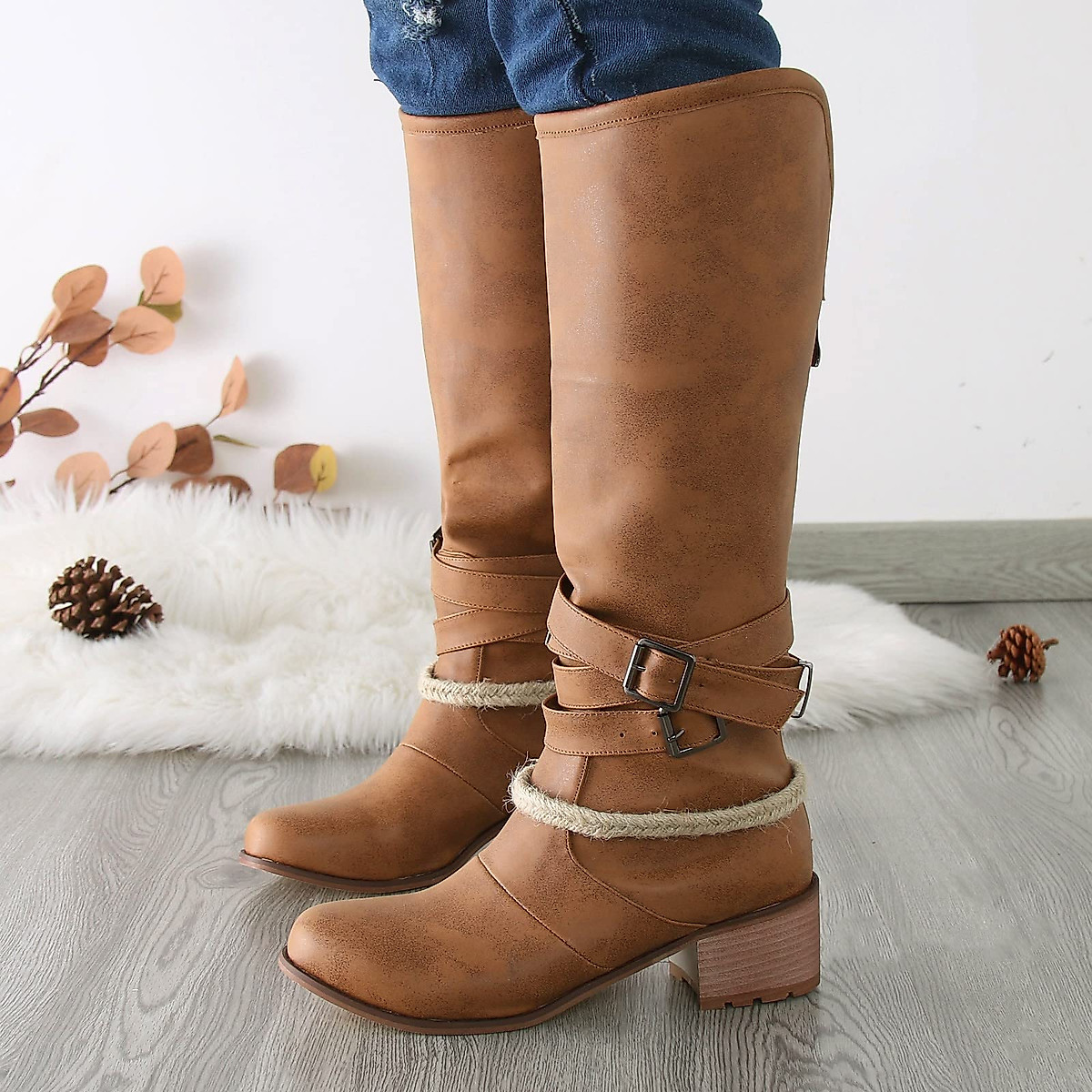 Womens Sandals, Womens Cowboy Boots Square Toe Women's Heels Boots Zipper Back Shoes Boho Sneakers Leopard Spring Boots Tennis Shoes for Women