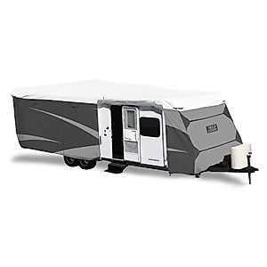ADCO 36840 Designer Series Olefin HD Travel Trailer Cover 18' 1" - 20', Gray/White