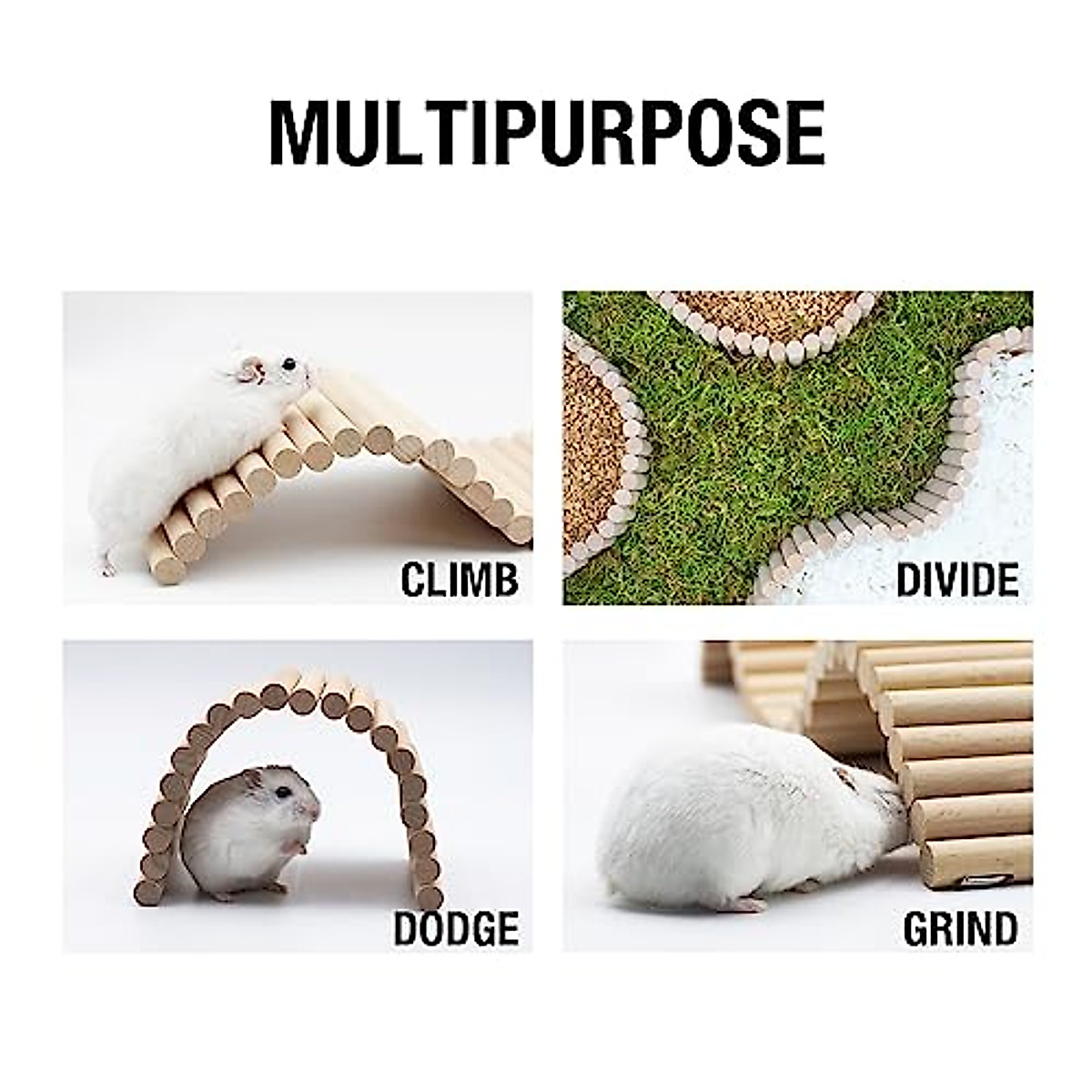 SanmooAio Hamster Ladder,Rat Wooden Bridge for Climbing for Hamsters/Gguinea Pig/Hedgehogs/Gliders/Bird/Rats/Mice and Other Small Animals,Small