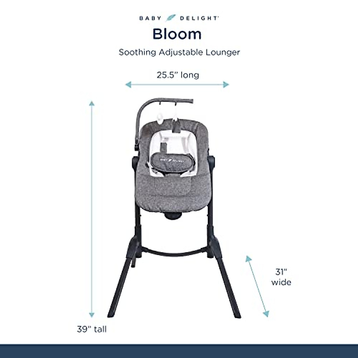 Baby Delight Bloom Baby Seat | Soothing and Adjustable Baby Chair | Portable and Compact | Charcoal Tweed