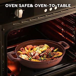 Non-Stick Frying Pan/Skillet 11", 3QT Tagine Pan, Aluminum Pans with Lid, Stove/Oven-to-Table Cookware, Dishwasher Safe& Compatible with All Stovetops（Terracotta）