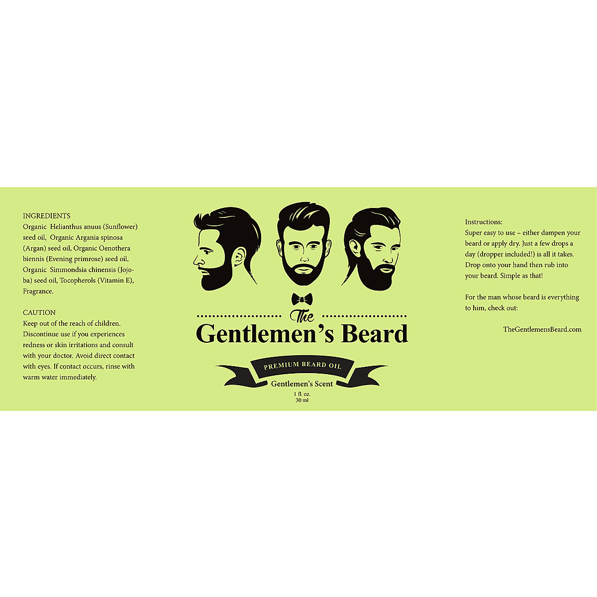 The Gentlemen's Beard Premium Beard Oil - Gentlemen's Scent - Conditioner Softener - All Natural - Softens, Strengthens and Promotes Beard & Mustache Growth - Leave In Conditioner