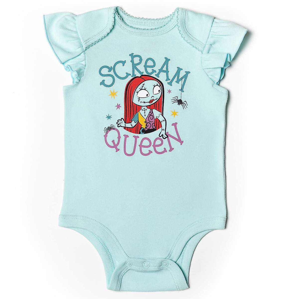 Disney Nightmare Before Christmas Sally Newborn Baby Girls Bodysuit Pants and Headband 3 Piece Set Blue 0-3 Months