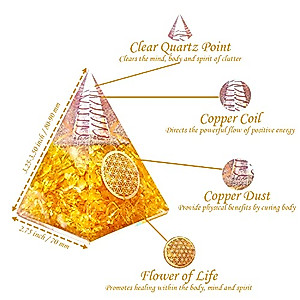 Orgone Pyramid of Success, Citrine Orgonite Pyramid is Healing Crystals for Wealth & Wisdom and Orgonite Pyramid help in Healing Meditation