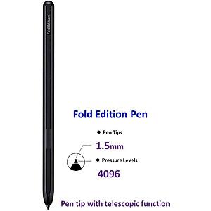 S Pen Fold Edition Compatible Galaxy Z Fold 5 and 4 Phones Slim 1.5mm Pen Tip, 4,096 Pressure Levels, Included Carry Storage Pouch+Tips/Nibs (Pen+Case-Black)