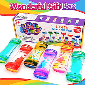 Liquid Timer - Sensory Toy for Relaxation, Liquid Motion Bubbler Timer with Floating Color Lava Lamp, 3-Pack Incredibly Effective Calming Stress Relief Hourglass Toy for Kids & Adults, Autism & ADHD