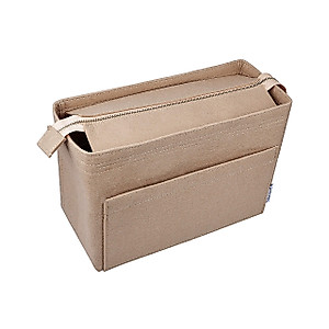 Vercord Felt Zipper Handbag Tote Purse Duffel Backpack Organizer Insert Beige Medium