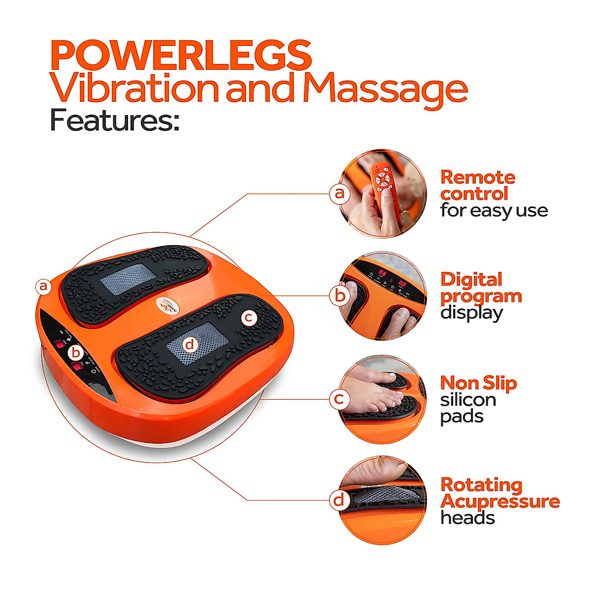 Power Legs Electric Foot Massager Machine with Remote Control, Adjustable Speed, Vibration - Calf Massager - Feet Massager for Neuropathy Pain Relief, Plantar Fasciitis, Leg Blood Circulation