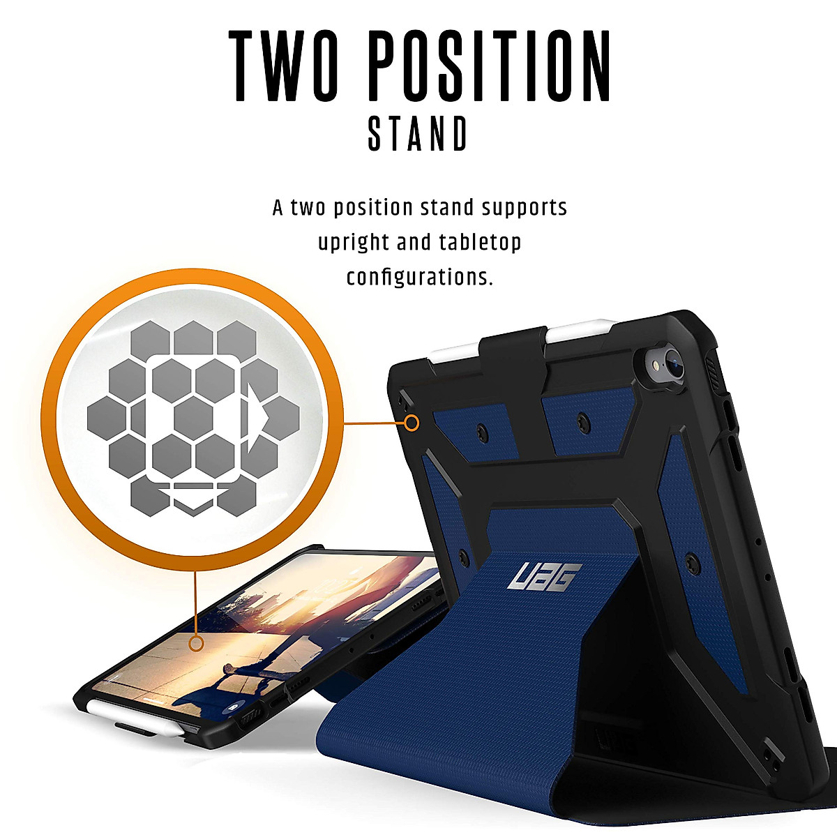 UAG Folio iPad Pro 11-inch (1st Gen, 2018) Case Metropolis [Cobalt] Feather-Light Rugged Military Drop Tested iPad Cover with Apple Pencil Holder