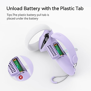 KIWI design Controller Grips Cover with Battery Opening Adjustable with Knuckle Straps, Suitable for Large Hands Compatible with Quest 2 Accessories (Purple)