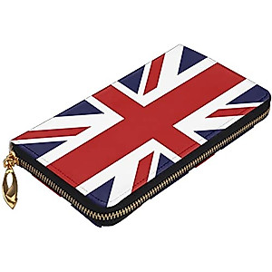 Union Jack British Flag Leather Wallet Long Clutch Purse Fashion Wristlet Handbag