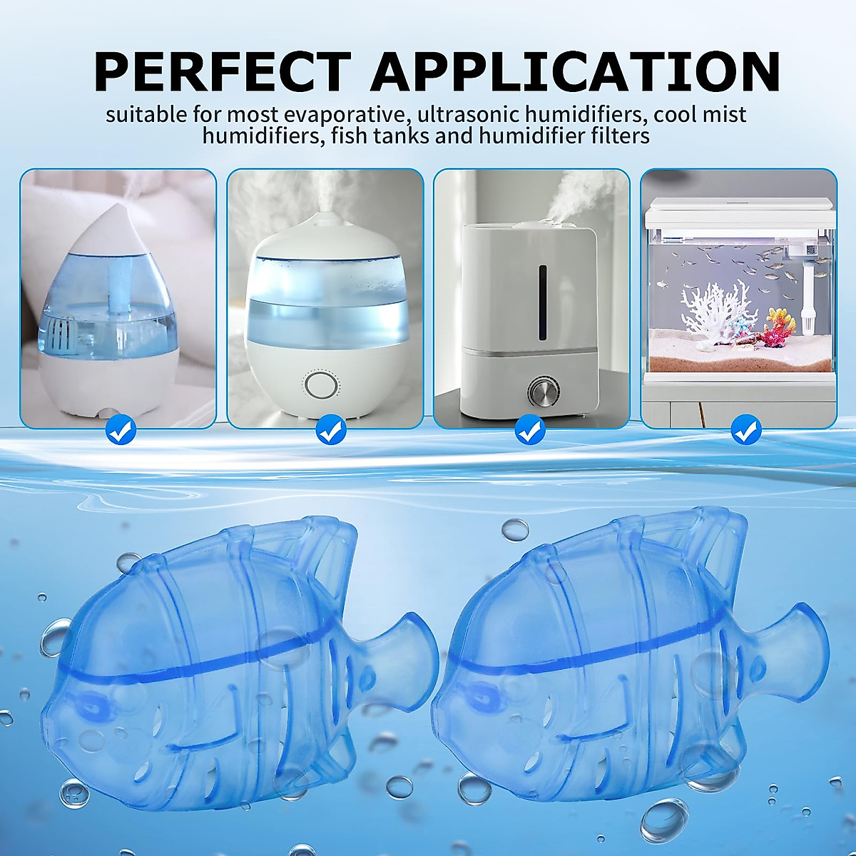 16 Pack Humidifier Fish Cleaner, Universal Humidifier Cleaning Fish for Humidifiers and Tanks, Purifies Water, Prevent Hard Water Build-Up, Demineralization Cleaner, Reduce Scale and White Dust