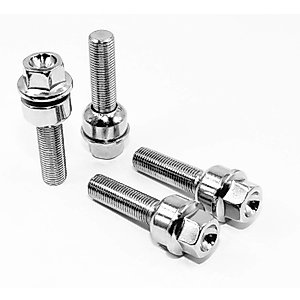 Set of 20 Veritek 14x1.5mm 45mm Extended Thread R14 Radius Chrome Ball Seat Washer Lug Bolts for Porsche Factory Wheels