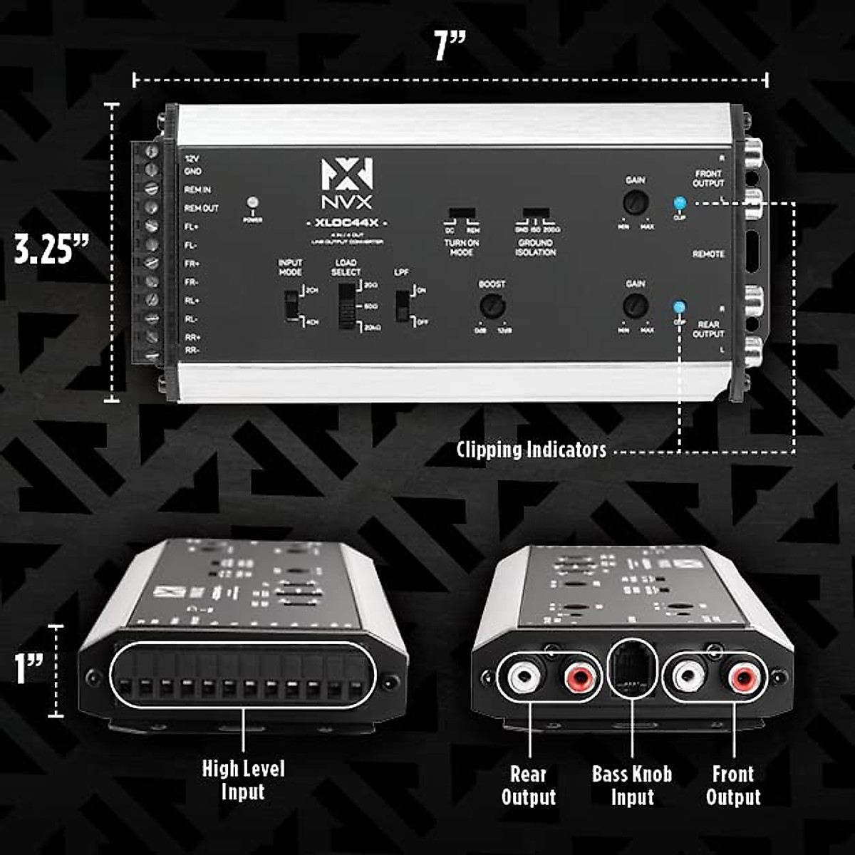 NVX XLOC44X 4 inputs / 4 outputs High Voltage Active Line Output Converter with Impedance Matching and Remote Level Control