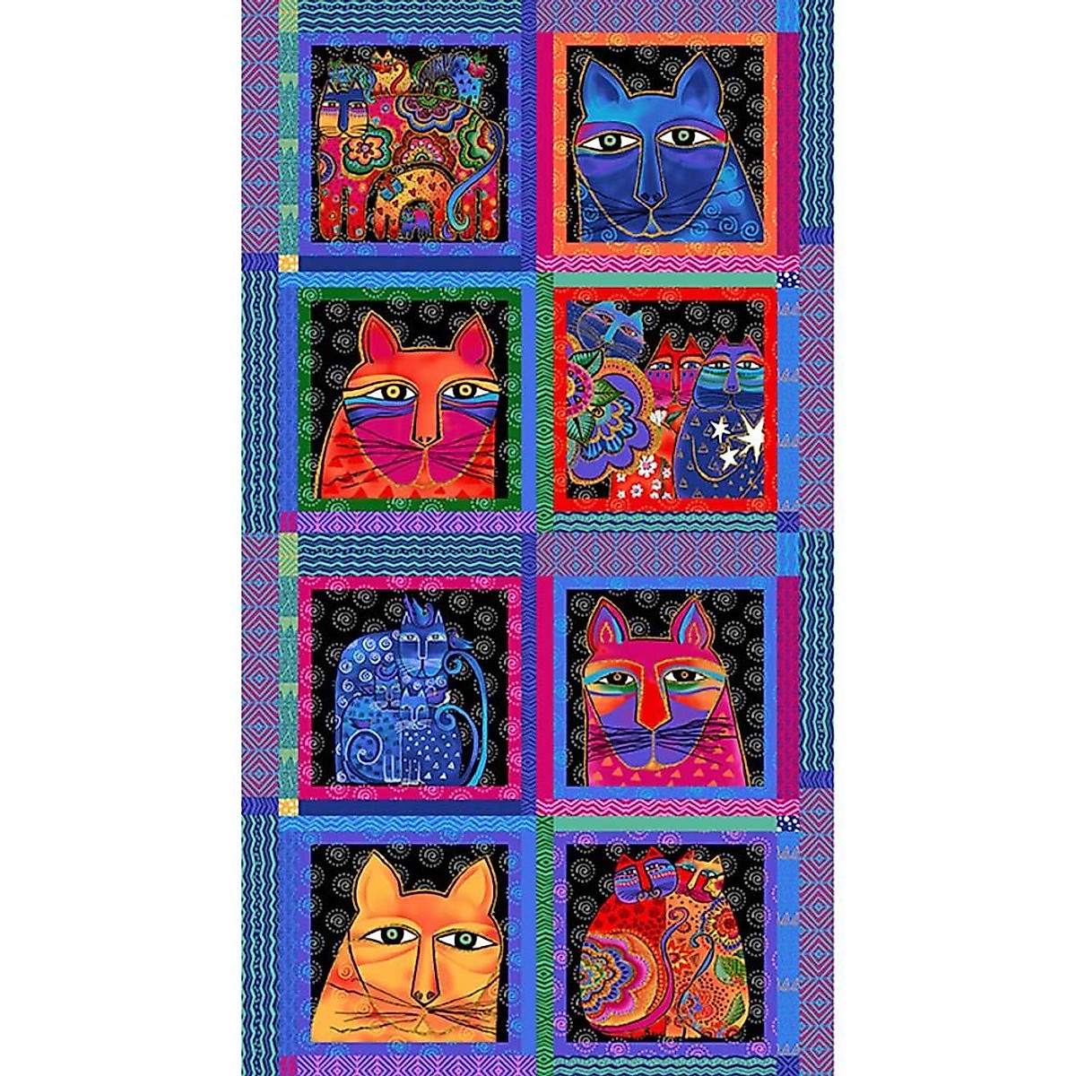 Clothworks Feline Frolic Laurel Burch Bright Panel