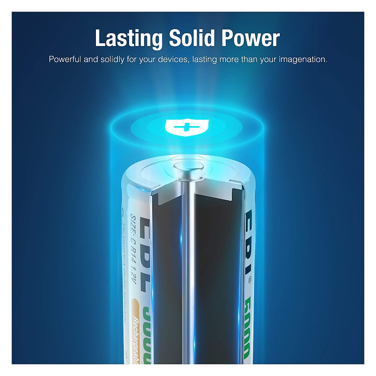 EBL Rechargeable C Batteries 5000mAh Ni-MH C Size Battery, Pack of 8