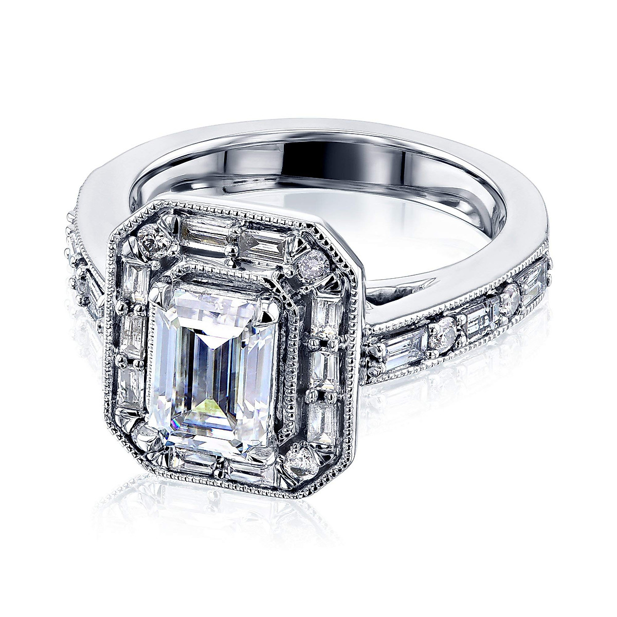 Kobelli Moissanite The Daisy Art Deco Emerald Engagement Ring - 6.0 / Forever One D-E-F