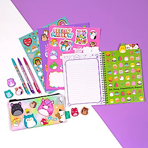 Fashion Angels Squishmallows Journal Gift Set - Includes Journal, Pencil Pouch, Squishmallows Stickers, Erasers, and 3 Mechanical Pencils - Join The Squish Squad - Cute Stationery Set - Ages 6 and Up
