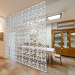 Lchen Hanging Room Divider,10 Pieces Wood-Plastic Hanging Panels 0.2“Thick Screen Panel for Living Room Bedroom Home Decoration(SG,11.4"X11.4")