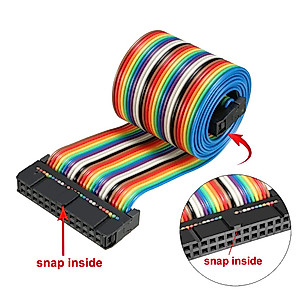 uxcell IDC Rainbow Wire Flat Ribbon Cable 26 Pins 66cm Length 2.54mm Pitch Type-B